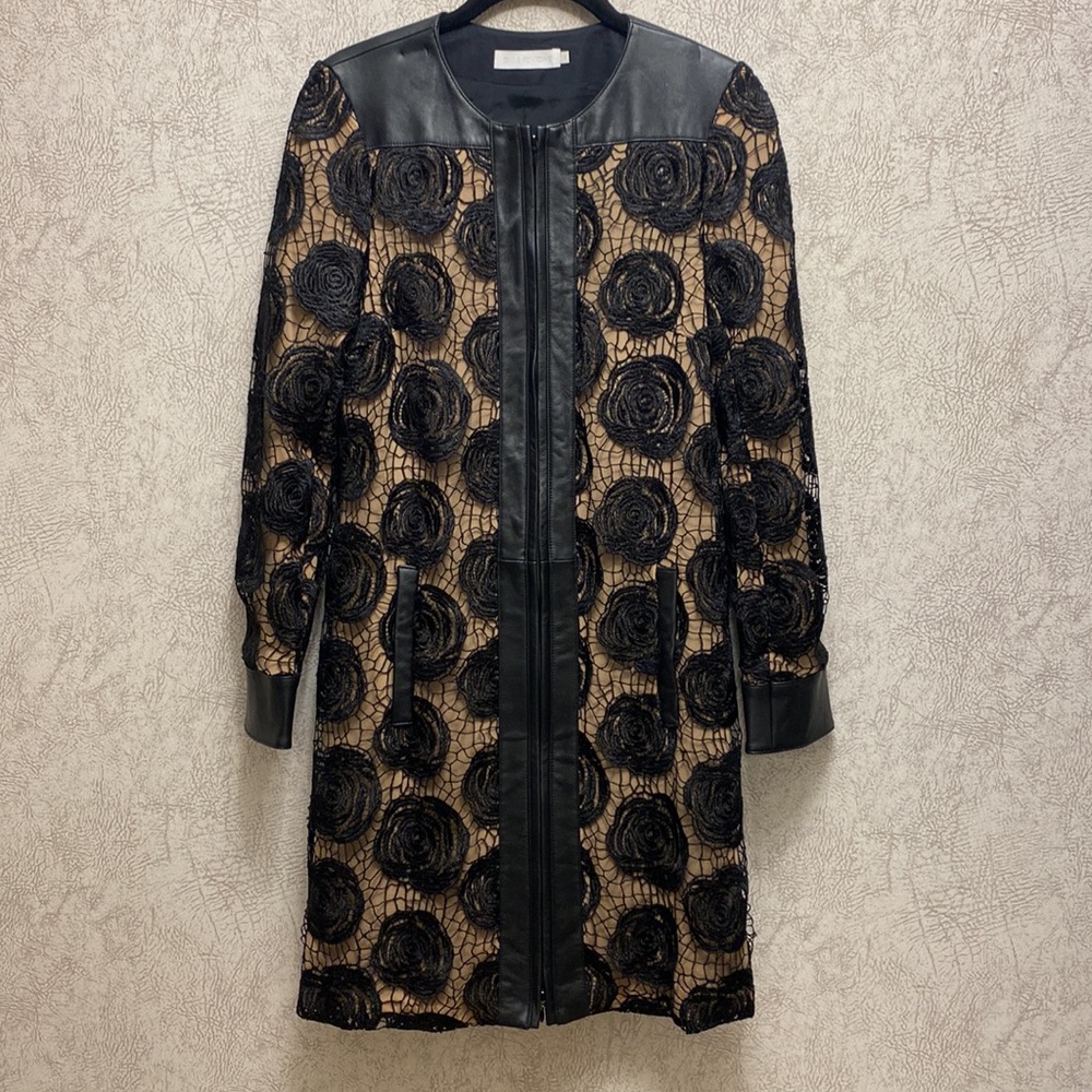 Anne Fontaine Leather & Lace Jacket - Gem